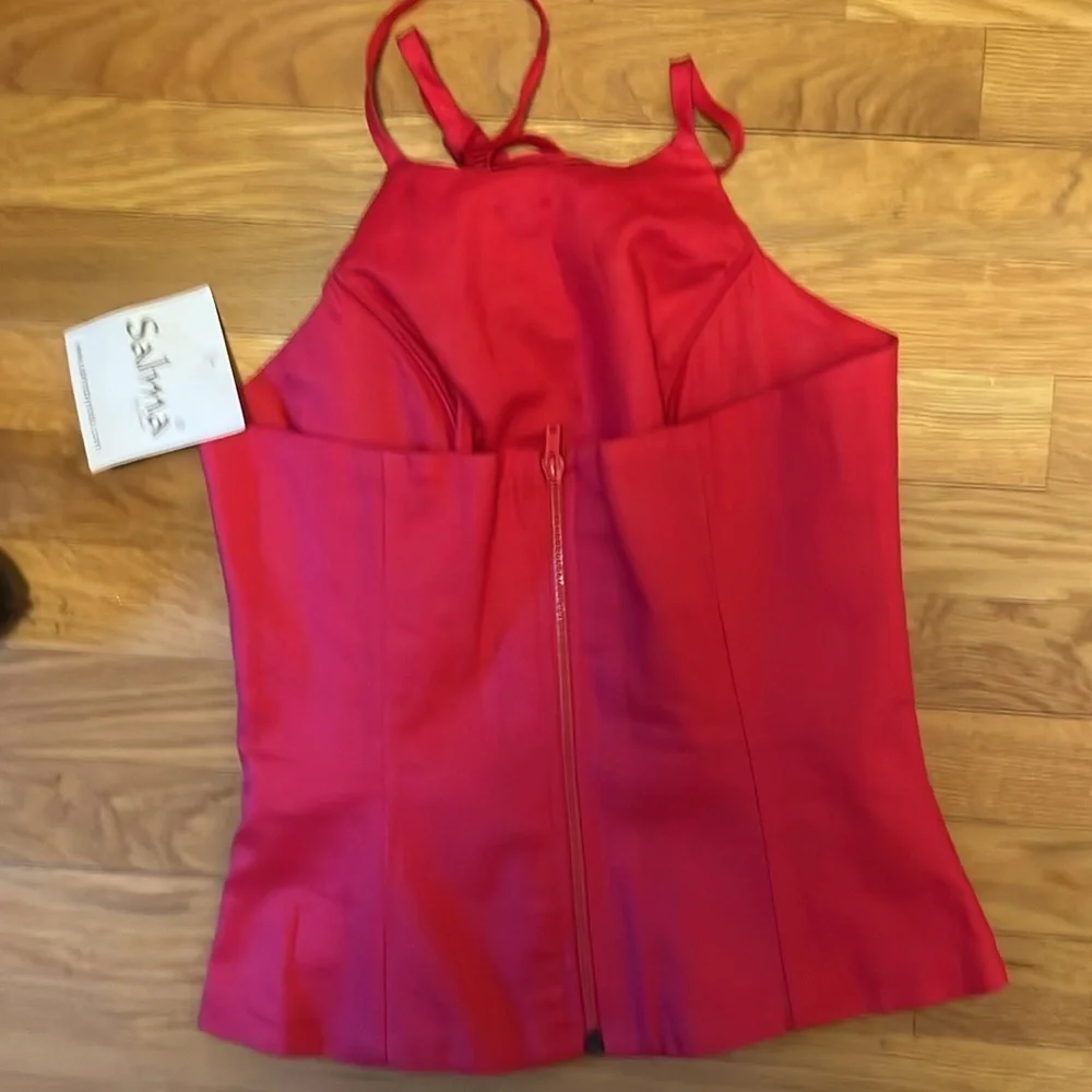 salma | Tops | Vintage Salma Red Halter Top Zipper Back Sz 24 | Poshmark